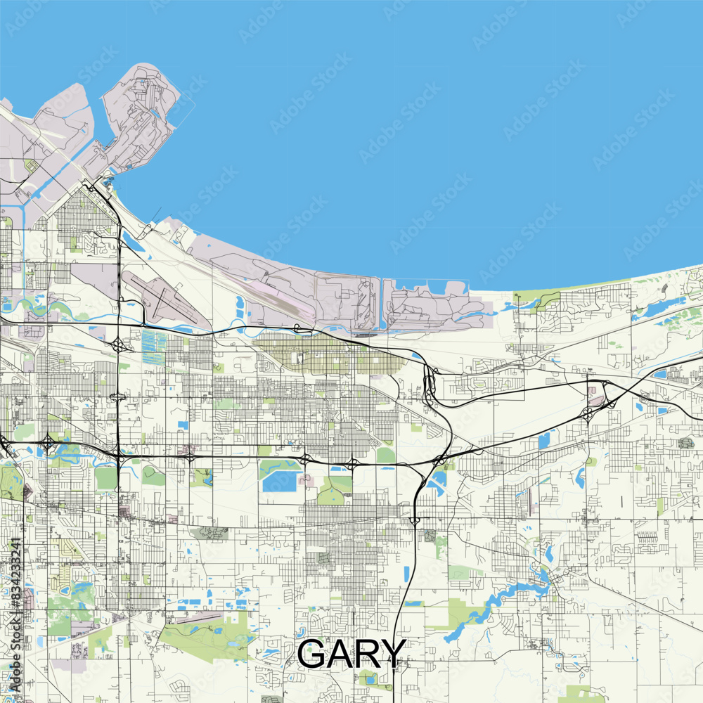 Gary, Indiana, United States map poster art Stock Vector | Adobe Stock