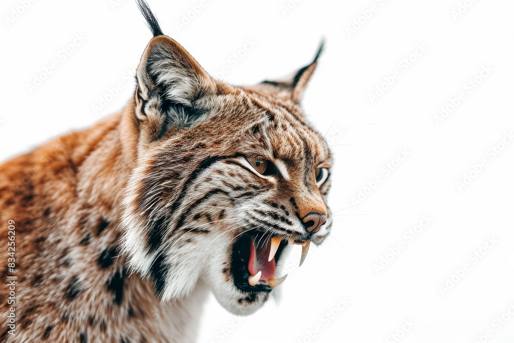 Mystic portrait of Lynx iberia studio, copy space on right side, Anger ...