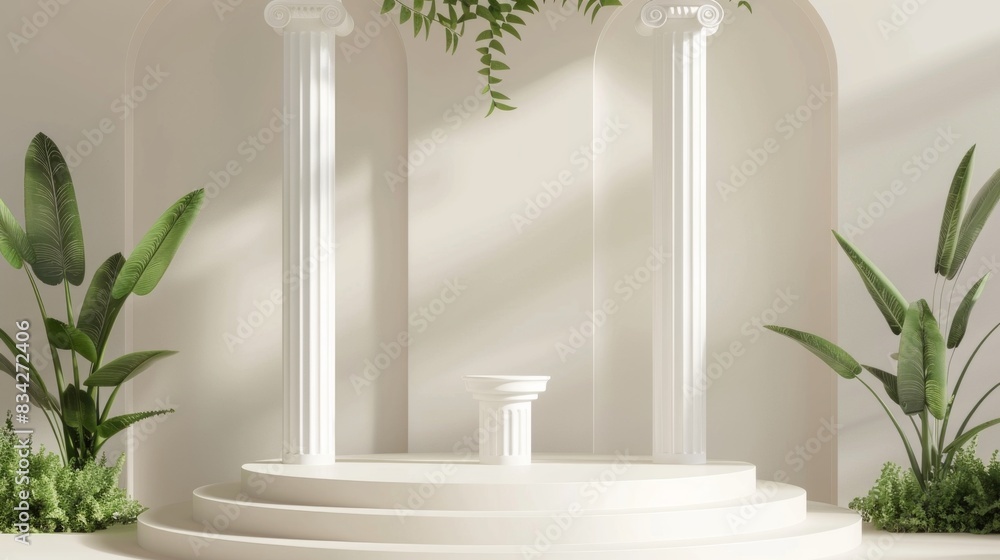 Background podium column 3d roman luxury greek white ancient display ...