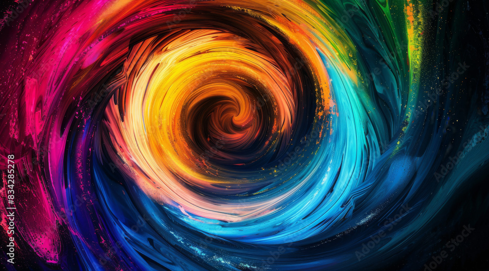 A vibrant swirl of rainbow colors, with each color representing ...
