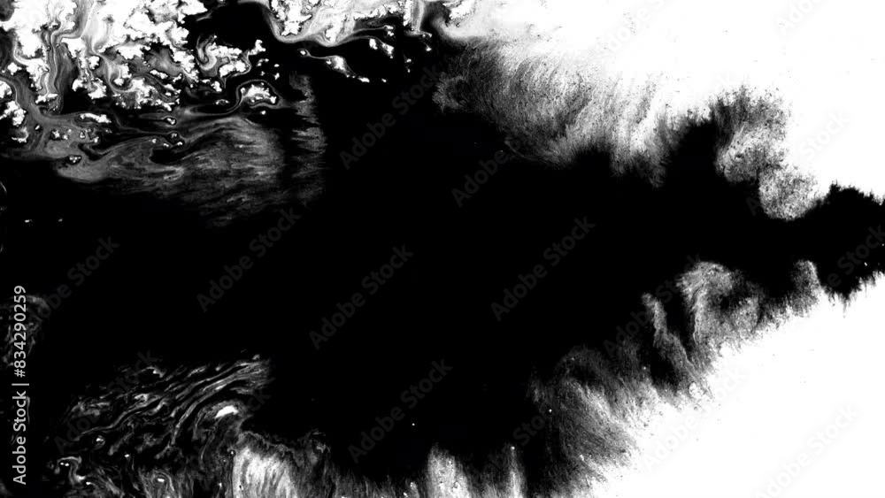 Black ink rorschach effect abstract background artistic flow splatter ...