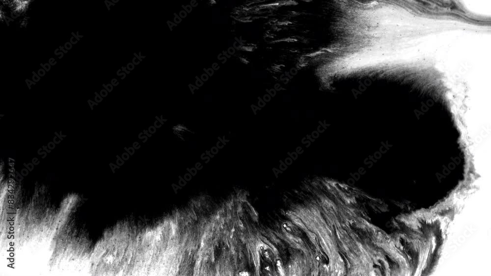 Black ink artistic flow splatter spots spills white paper beautiful ...