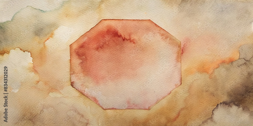Minimalistic watercolor painting of a stop sign in beige colors ...