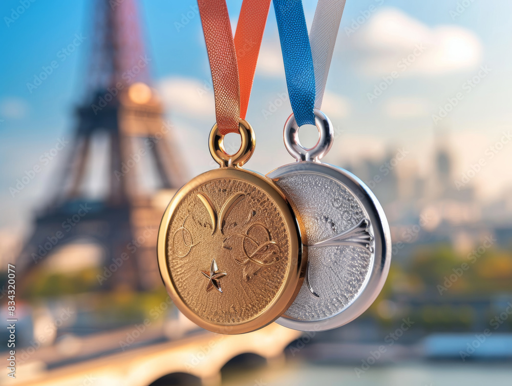 paris olympics games France 2024 ceremony medal running sports, blur ...