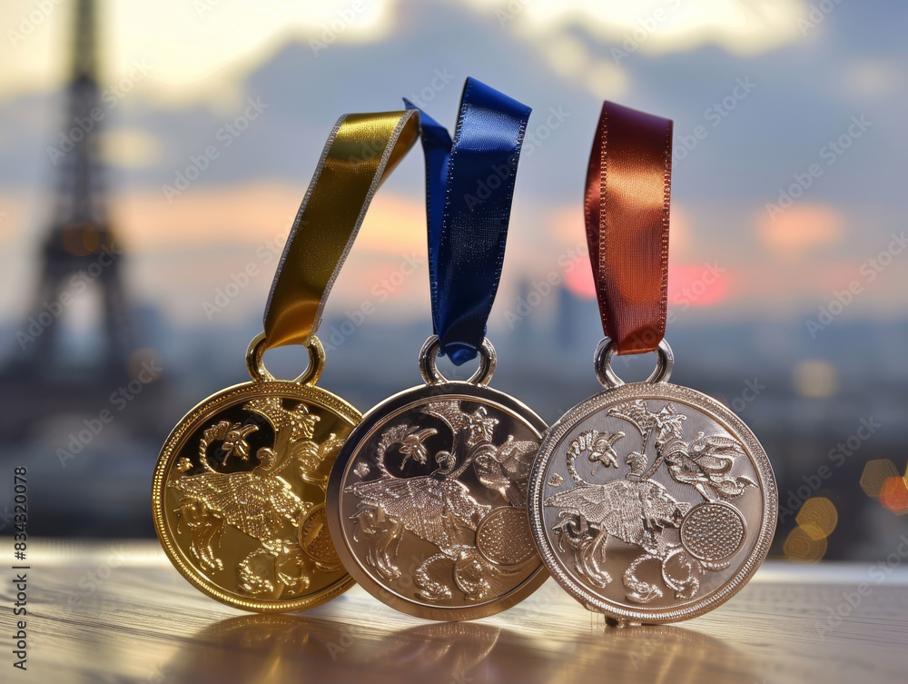 paris olympics games France 2024 ceremony medal running sports, blur ...