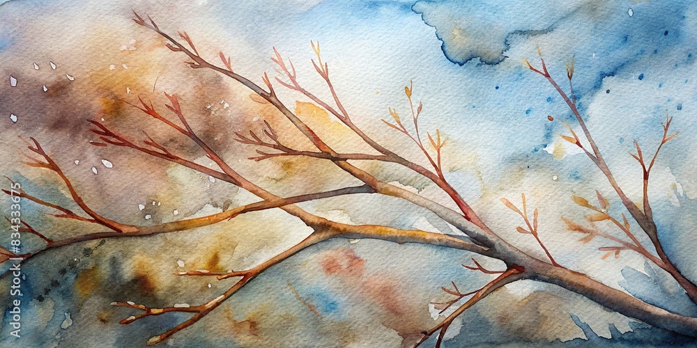 Watercolor painting of rusty branches , nature, watercolor, painting ...