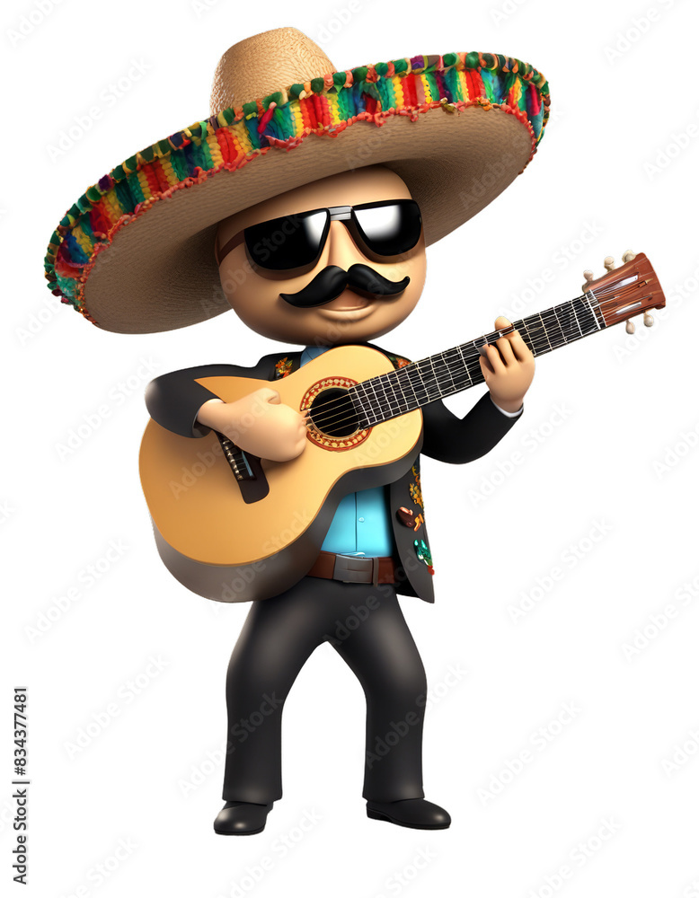 mariachi white mustache mexican sombrero emoji playing olated emoticon ...