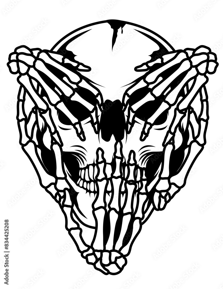 Hear Speak See No Evil Illustration, Skull Clipart, Skeleton Hand Cut ...