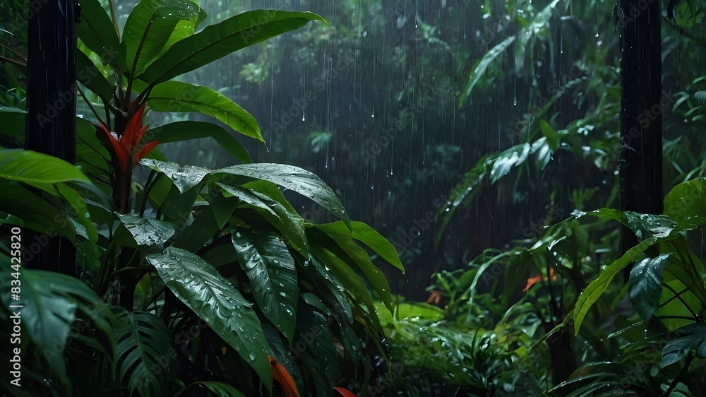 rain in the jungle nature, tree, forest, palm, tropical, plant, jungle ...