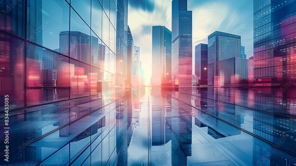Modern urban glass buildings, high-rise buildings in commercial ...