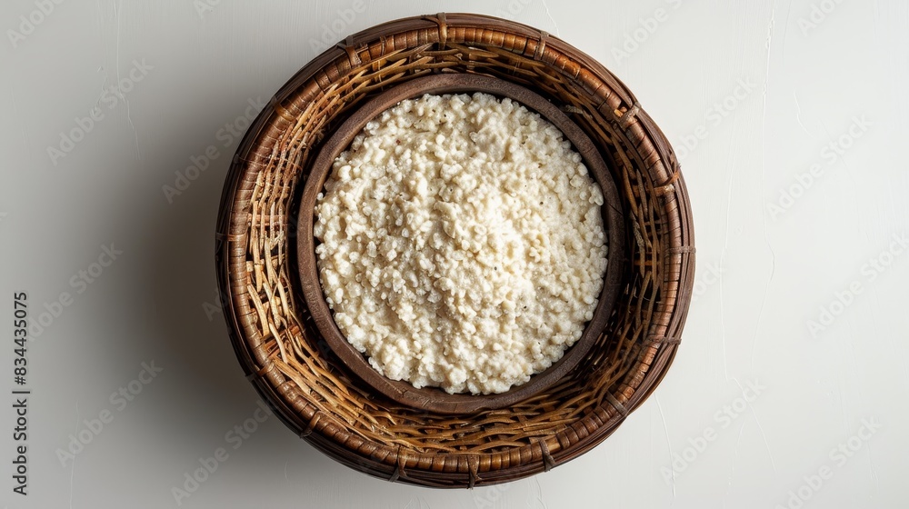 Top view image of fufu from West Africa, shown against a white ...