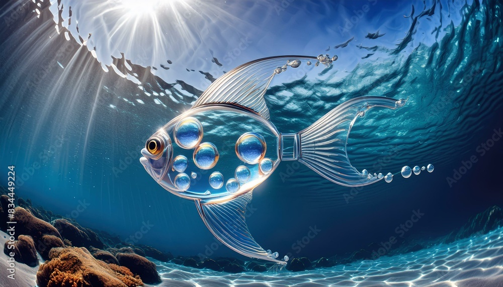 Translucent Symphony: Sea-Faring Creatures in Melted Bubbles" "Oceanic ...