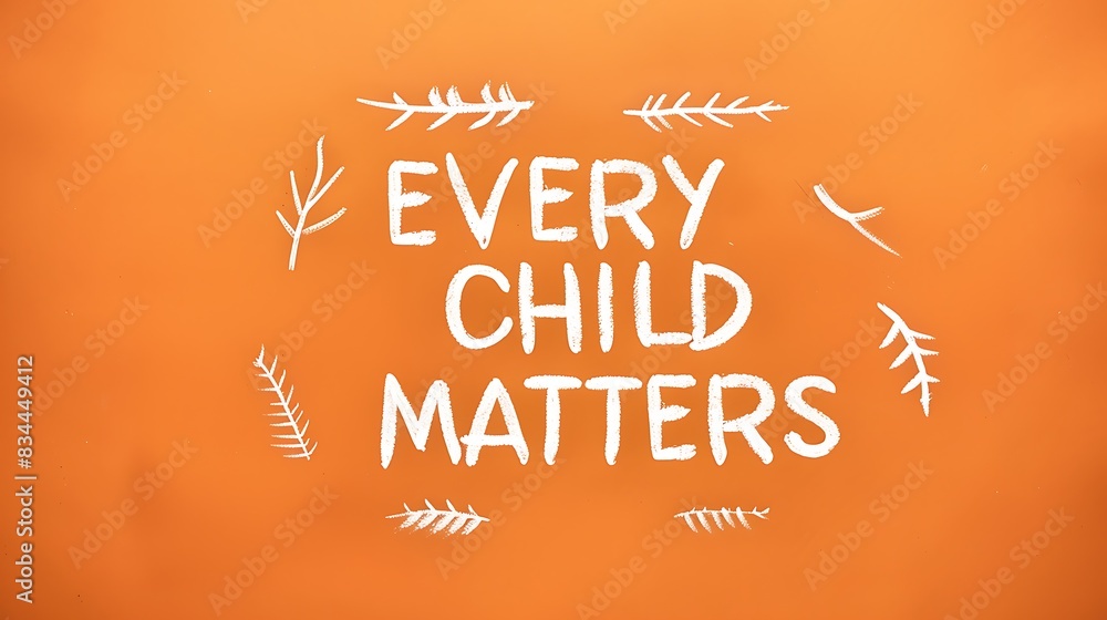 white chalk handwritten "EVERY CHILD MATTERS "Logo decorated with ...