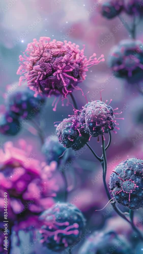 Tumor microenvironment concept with cancer cells, T-Cells ...