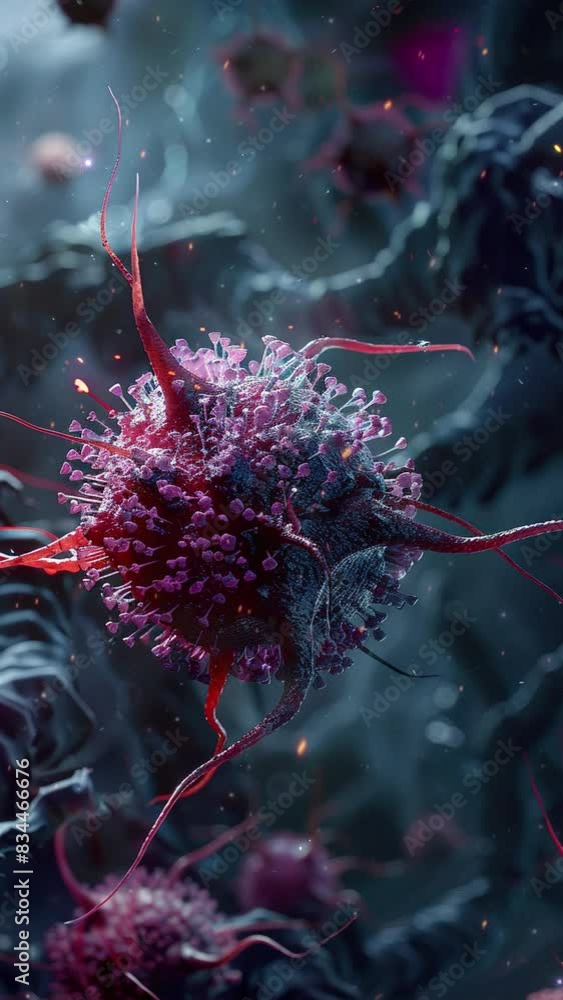 Tumor microenvironment concept with cancer cells, T-Cells ...