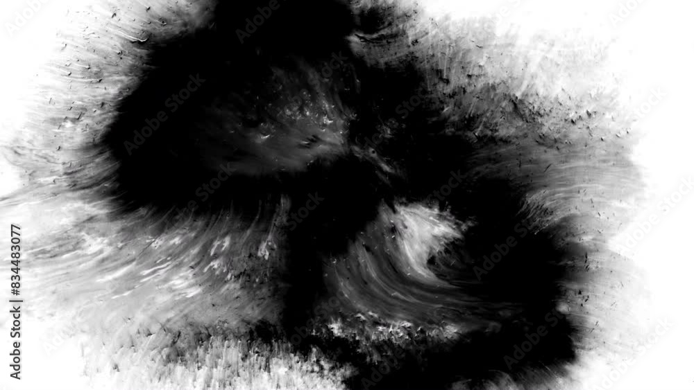 Black ink artistic flow splatter spots spills white paper beautiful ...