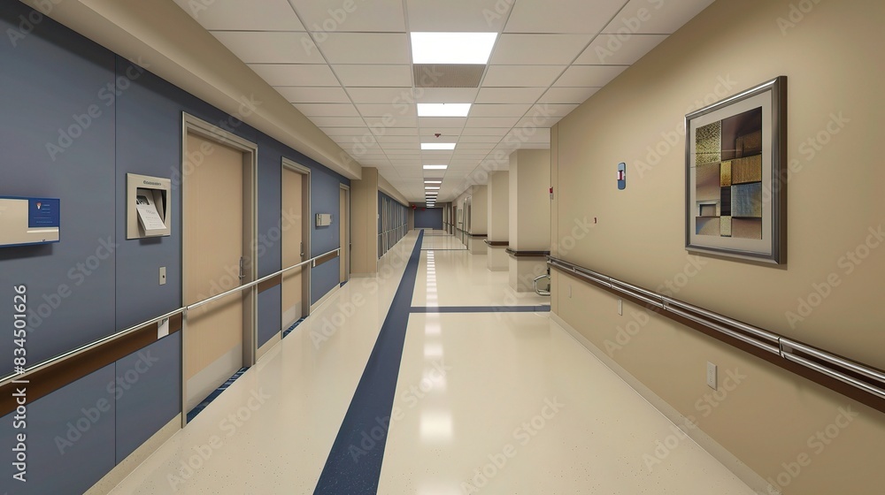 Serene Hospital Corridors: Clean, Well-Lit Paths for Healing and Hope ...
