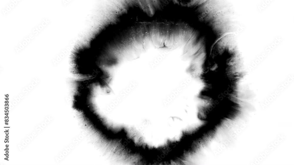 Black ink artistic flow splatter spots spills white paper beautiful ...