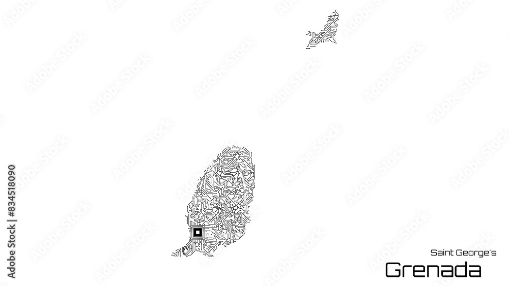 Grenada, with its capital city of Saint George's, is represented as a ...