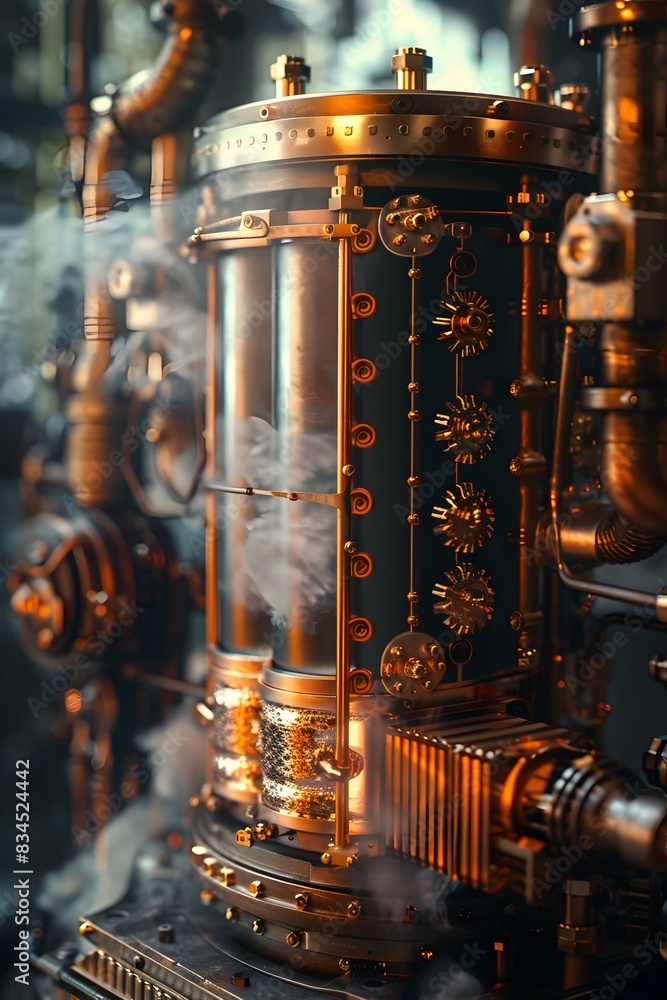 Intricate Steampunk-Inspired Renewable Battery with Brass Gears and ...