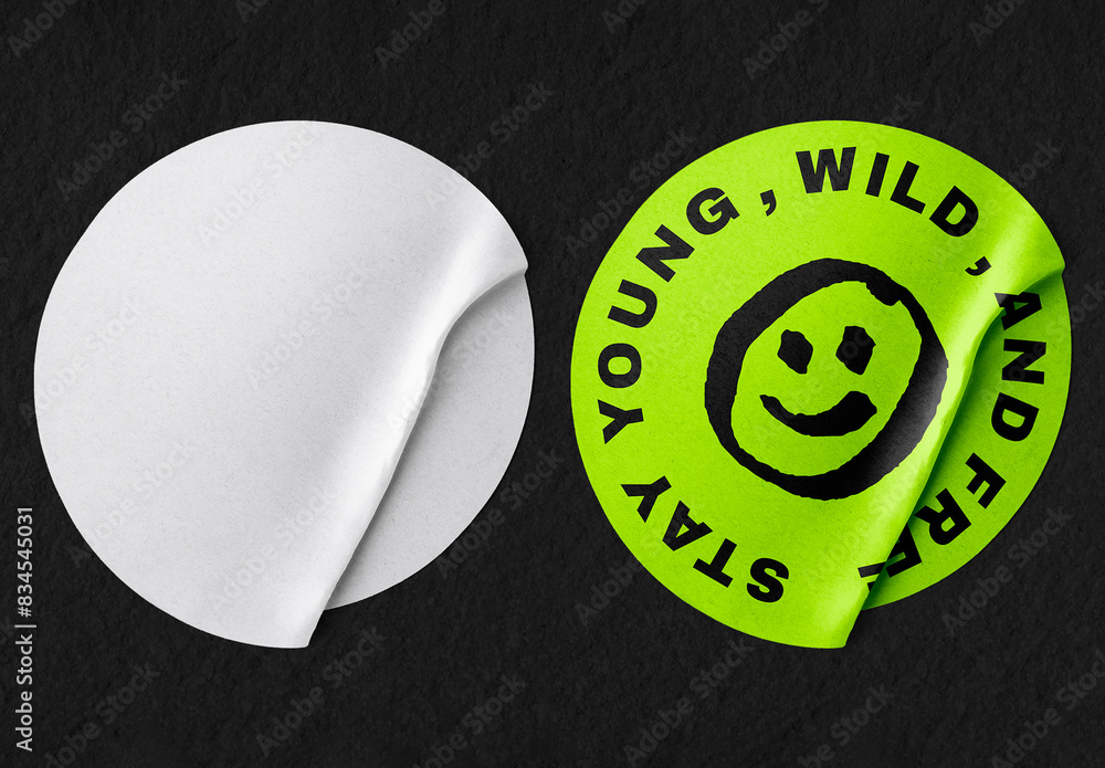 Neon Green Sticker Mockup Stock Template | Adobe Stock