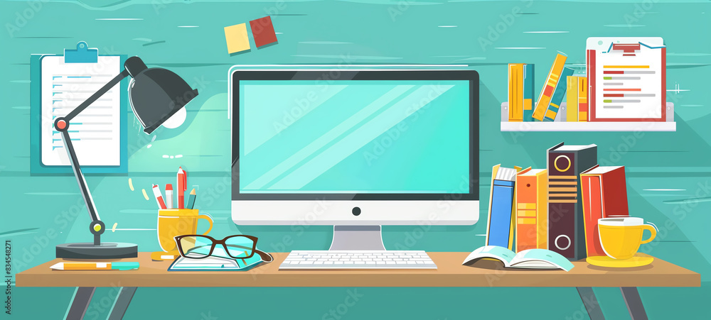 eLearning course catalog flat design front view study resources theme ...