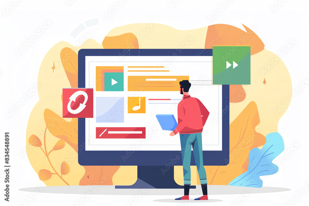 interactive quiz module flat design side view assessment tools theme ...