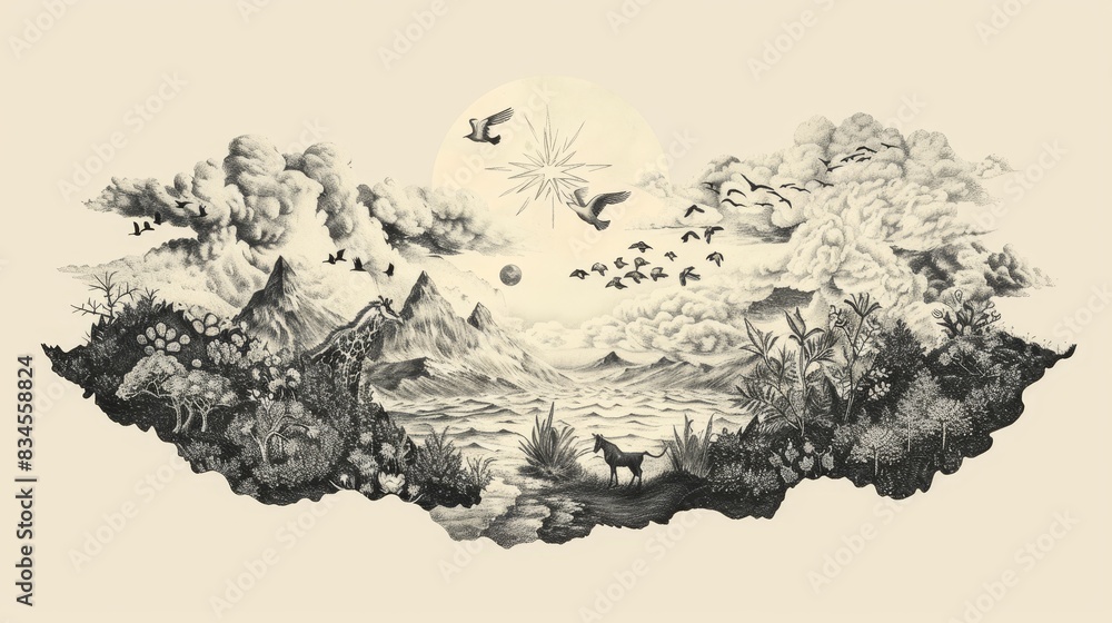 Biblical Illustration of Genesis 1: Creation of the World, Light and ...