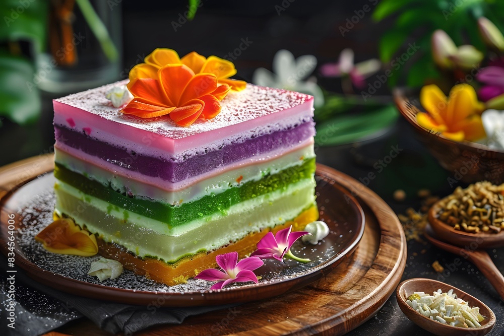 story of kue lapis, a layered Indonesian cake with various colors and ...