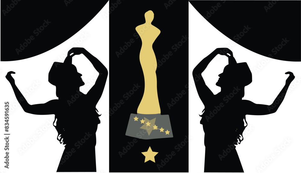 HOLLYWOOD Movie PARTY Gold STAR AWARD Statue Prize Giving Ceremony ...