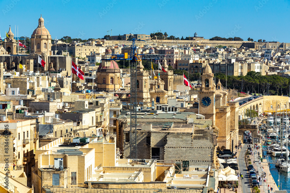 Medieval Malta: Birgu's skyline, Malta, features iconic churches ...
