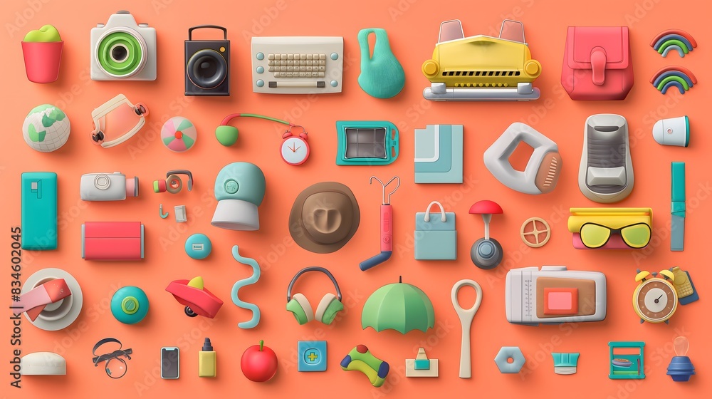 7. Create a multi-item sticker sheet showcasing everyday objects ...