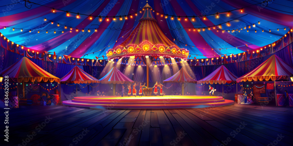 2d background Circus Big Top Inside a circus big top with colorful ...