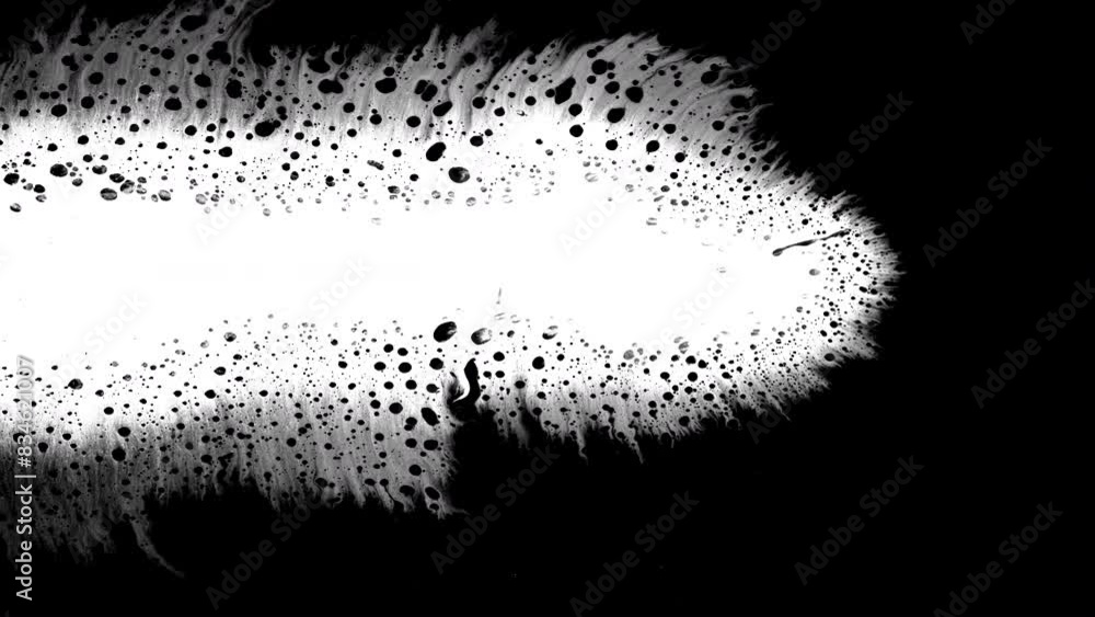 Black ink artistic flow splatter spots spills white paper beautiful ...