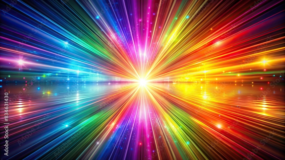 ภาพประกอบสต็อก Colorful spectrum light rays reflecting on abstract ...