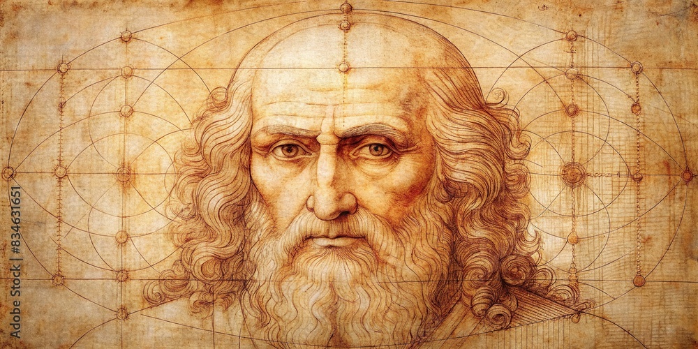 Engineering drawing in the style of Leonardo Da Vinci , technology ...