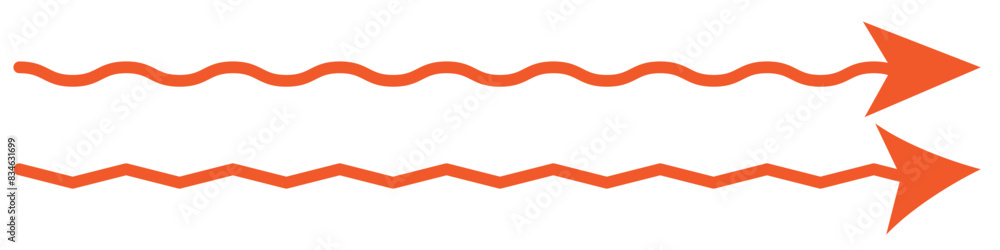 Long wave or curve Arrow icon, vector . Zig zag arrow vector. Big arrow ...