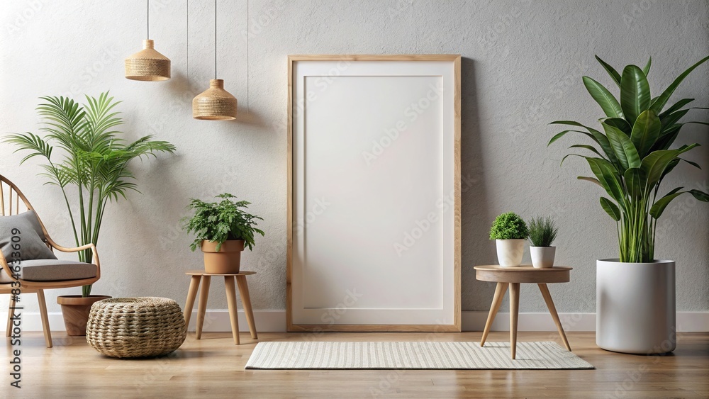 Minimalist mockup frame in nomadic interior background, render, mockup ...