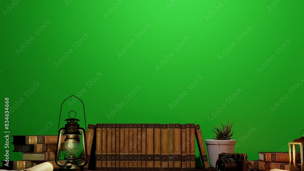 Bookshelf with Green Screen, Desk with Green Screen, 3d animated (Desk ...