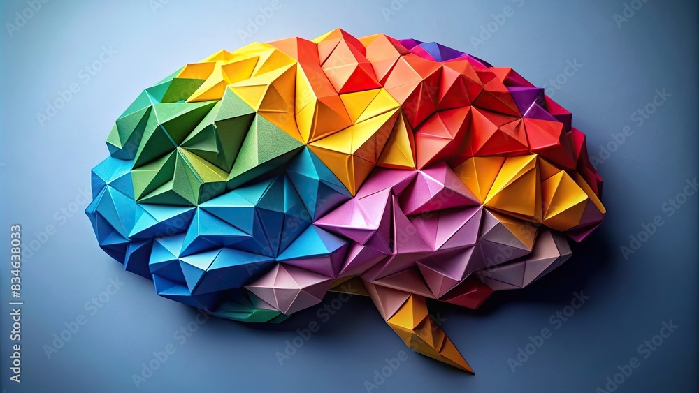 Colorful origami brain representing neurodiversity concept, origami ...