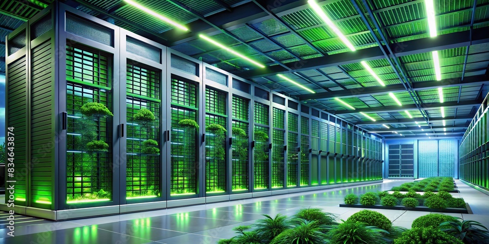 A futuristic green data center with advanced cooling technologies and ... A futuristic green data center with advanced cooling technologies and ...