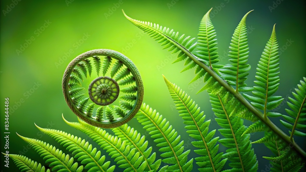 Spiral fern leaf on green with black background, nature, spiral, fern ...