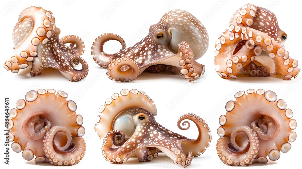 Six adorable octopuses with unique patterns. Beautiful sea creatures ...