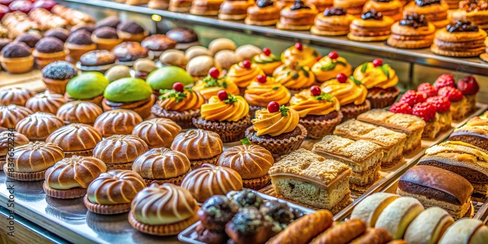 French pastries displayed in a bakery setting , bakery, French cuisine ...