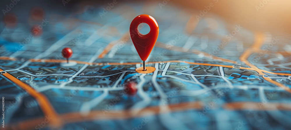 GPS marker indicating a specific position on a map, allowing for ...