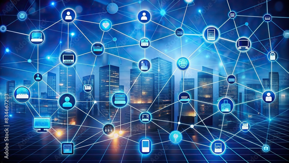 Ilustração do Stock: Graphic representation of connected IoT network ...