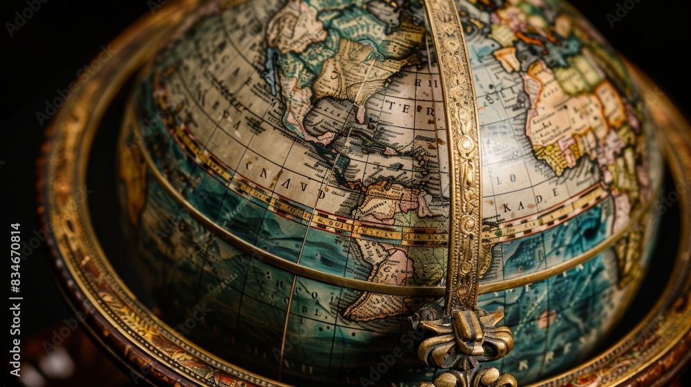 A close-up photograph of a globe, highlighting the continental ...