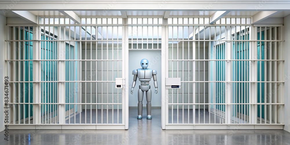 Prison cell bars in artificial intelligence, white background, prison ...