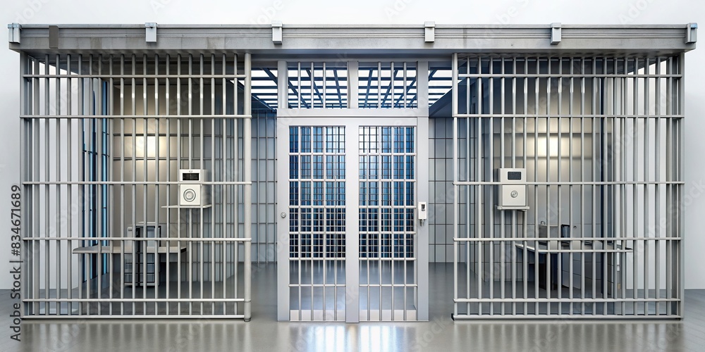 Prison cell bars in artificial intelligence, white background, prison ...