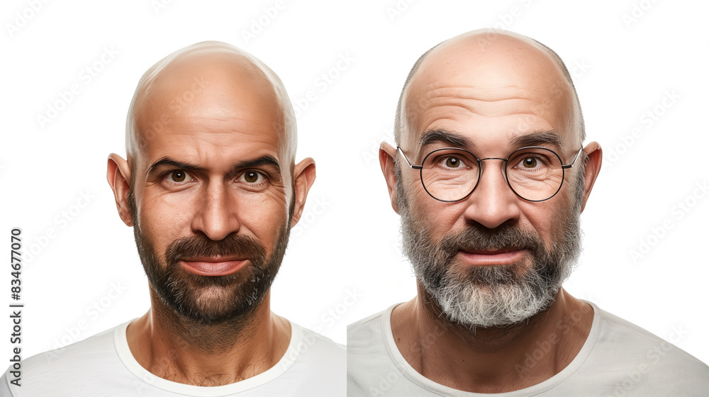 Bald and hair, male, difference between a full head of hair and ...